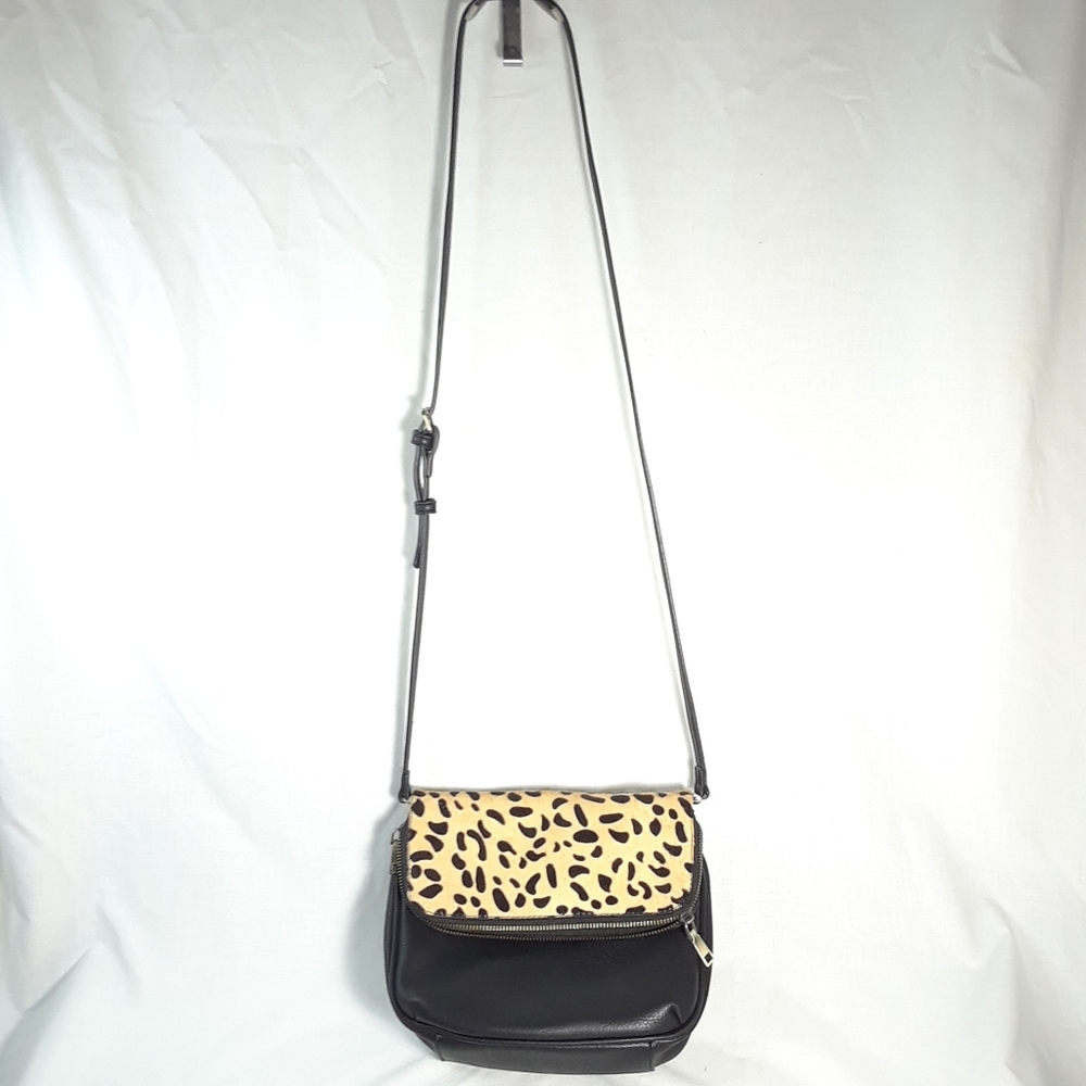 Sasha & Sofi Black And Leopard Print Crossbody Bag - Gem